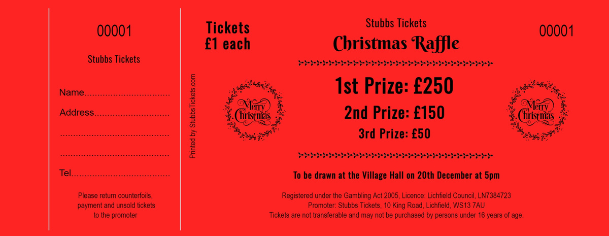 Raffle Tickets | Stubbs Tickets